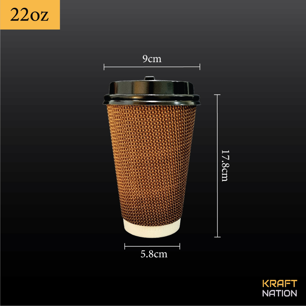 [Premium] 25 PCS 8/12/16oz 250/360/500ml Brown Double Wall Ripple Paper ...