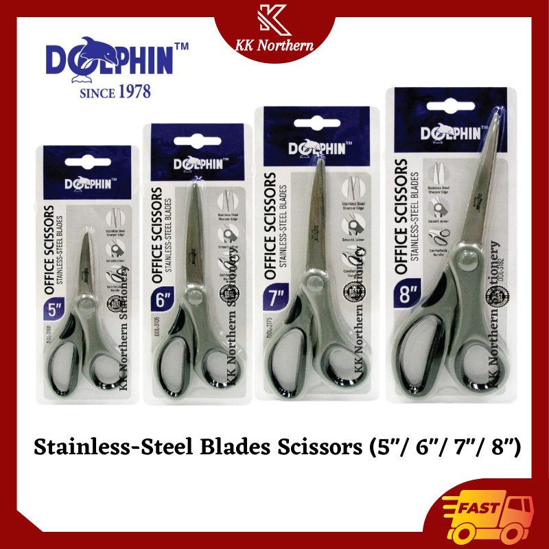 Dolphin Scissors Stainless-Steel Blades Scissors (5"/ 6"/ 7"/ 8") Heavy ...