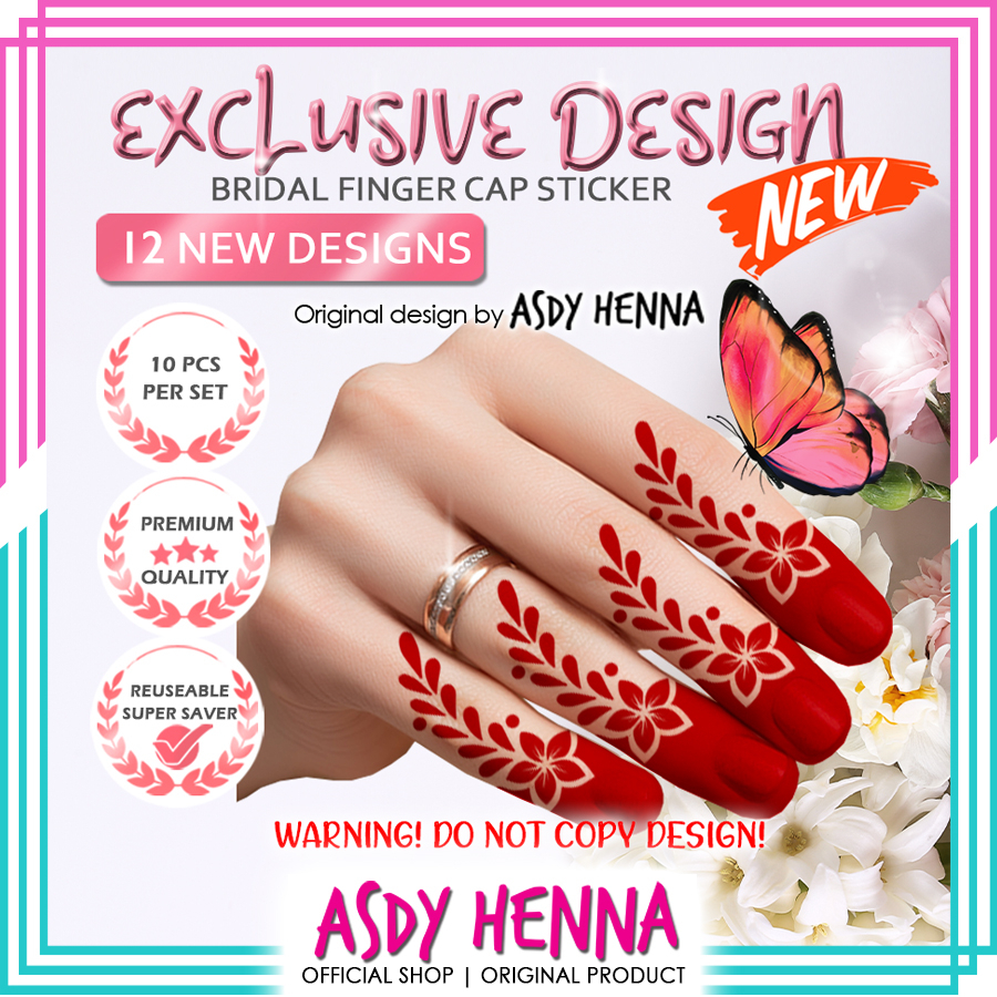 💕 SPECIAL💕 STICKER JARI Finger Cap Inai celup pengantin DIY henna ...