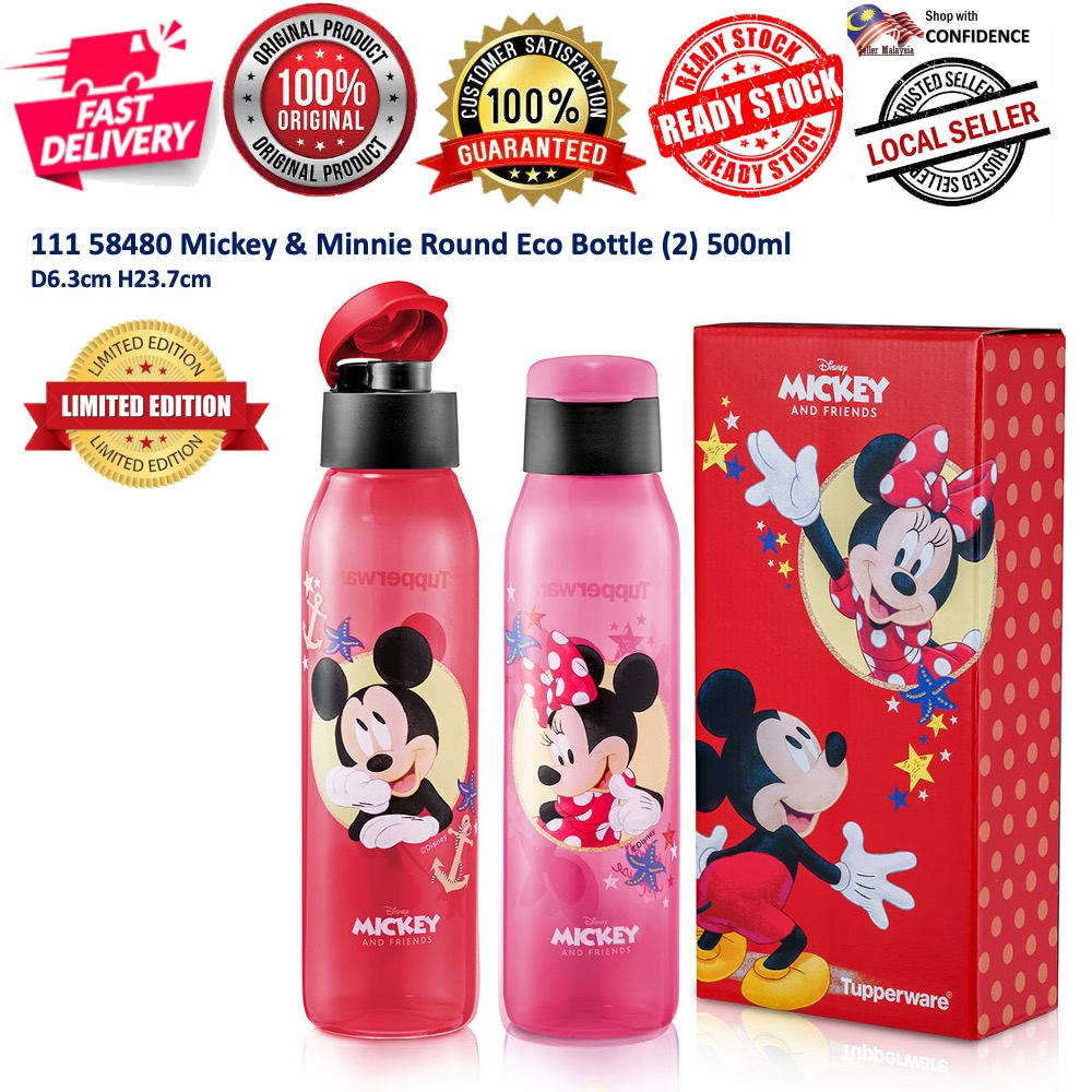 Tupperware Mickey & Minnie Eco Bottle (2) 500ml 11158480 H14 & 11158067 ...
