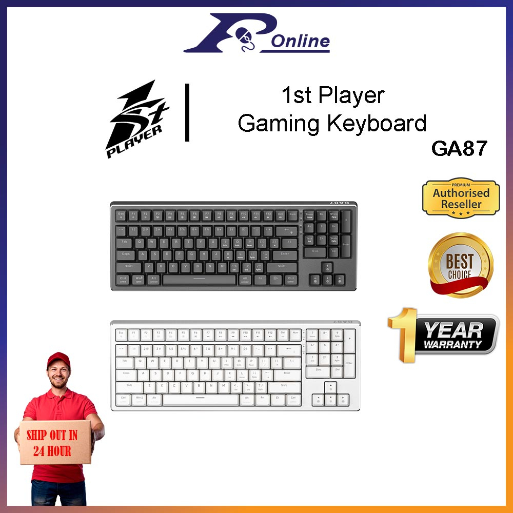 1st Player Gaster Mount Gasket GA87 Black / White USB wired RGB 93 Keys ...