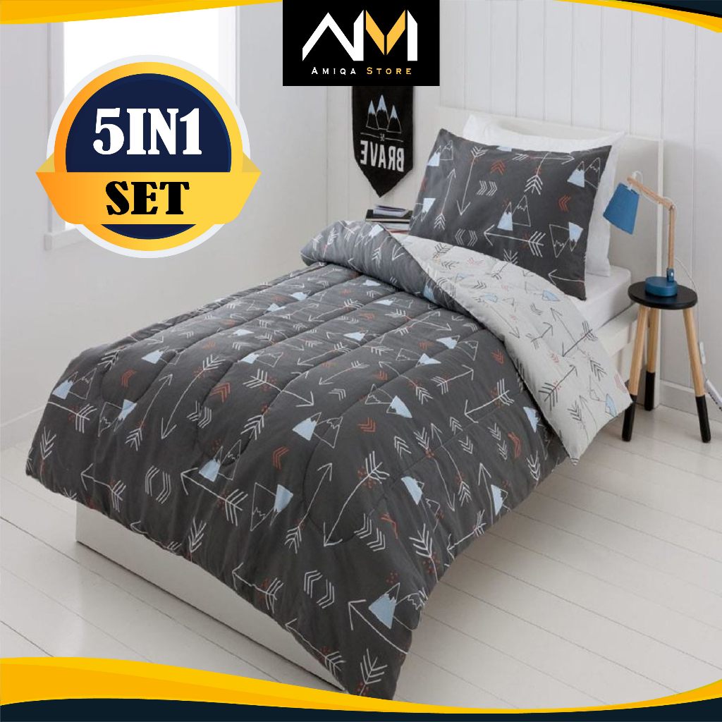 HOT DESIGN CADAR SINGLE & SUPER SINGLE HQ (5IN1) COMFORTER SET BEDDING ...