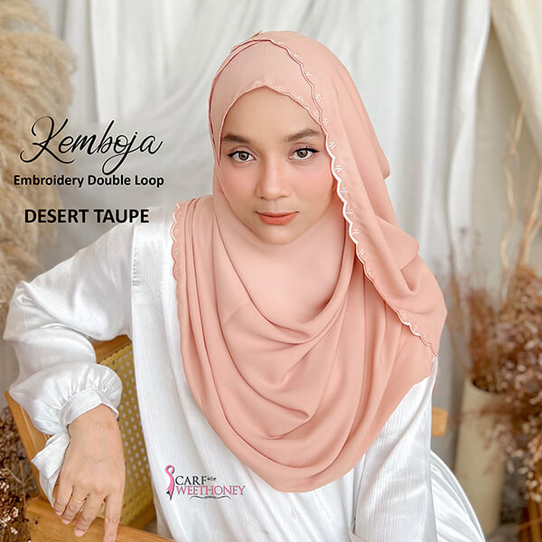 KEMBOJA Tudung Sulam Dua Muka Embroidery Double Loop Instant Shawl ...
