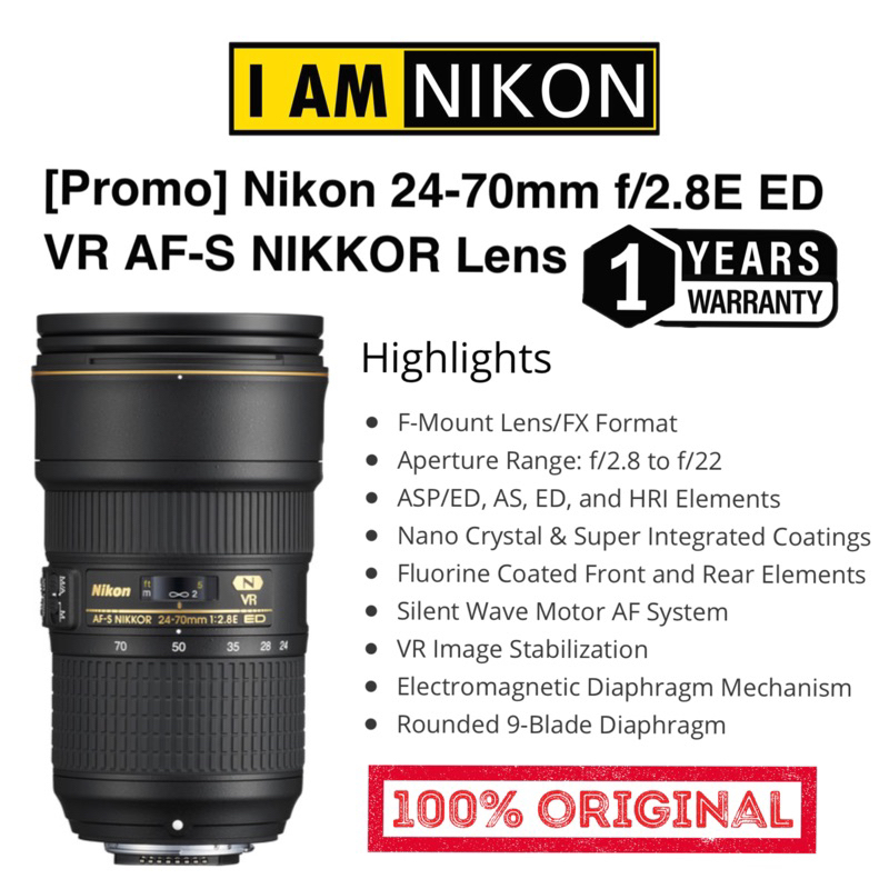 (NEW)Nikon 24-70mm F/2.8 E ED VR AF-S Nikkor Lens Original Nano crystal ...
