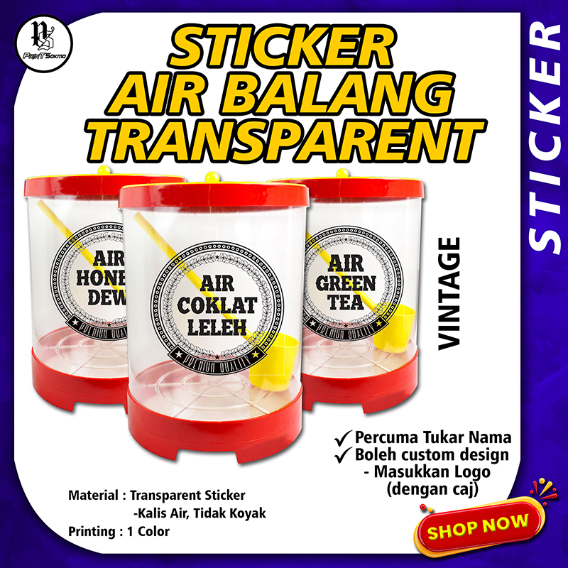 Sticker Air Balang Transparent 💥 Gam Kuat, Kalis Air & Tahan Lasak 💥 ...
