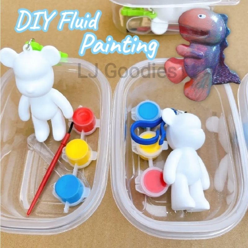 DIY Painting Toys Set / Fluid Paint Bear Keychain Handmade Violent Bear / Colour Coloring Carton ...