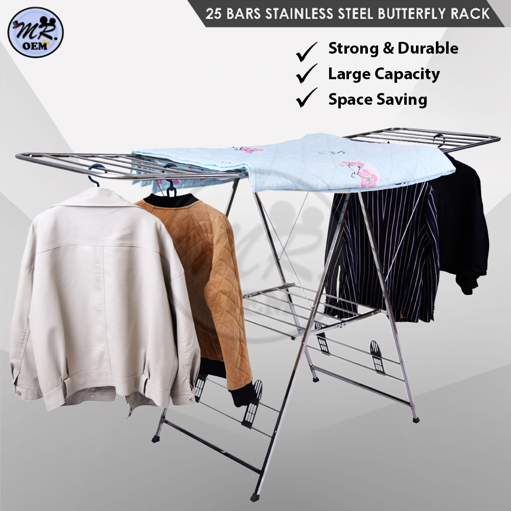 MR OEM Stainless Steel Bar Butterfly Drying Rack Outdoor Foldable ...