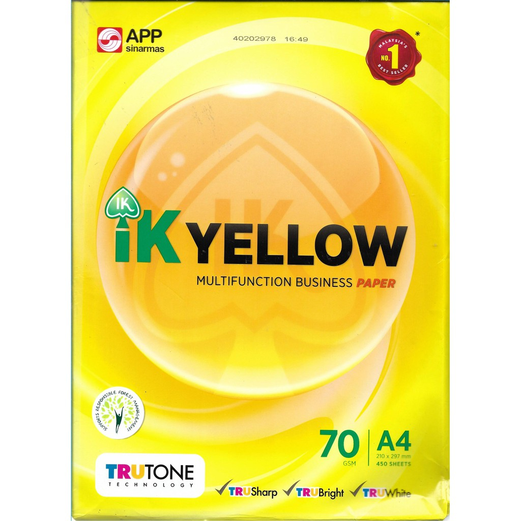 IK YELLOW A4 Copier Paper 70 gsm (500 sheets) | Shopee Malaysia