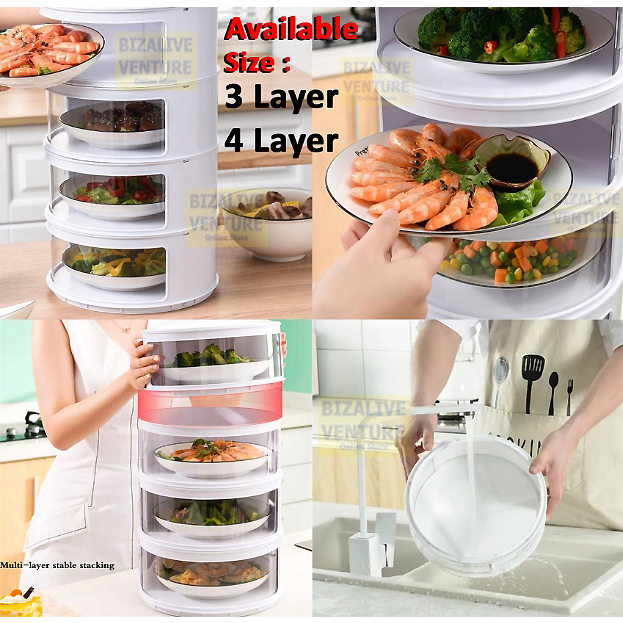 Stackable Food Cover 3 Layers & 4 Layers | Food Container | Dish Cover ...