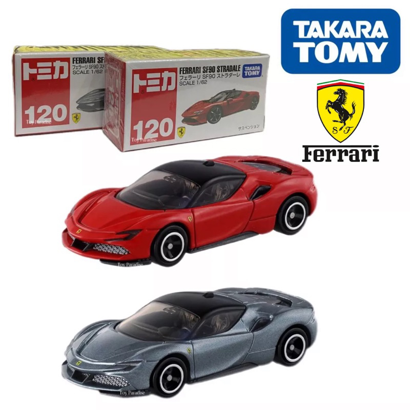 Original No.120 Ferrari SF90 Stradale Scale 1/62 Tomica Takara Tomy Die ...