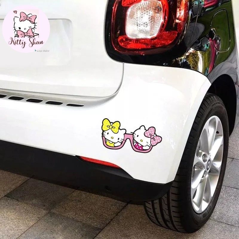 1pc Hello Kitty Car Decals Sticker (14cmx8cm) - HK KT Spectacles ...