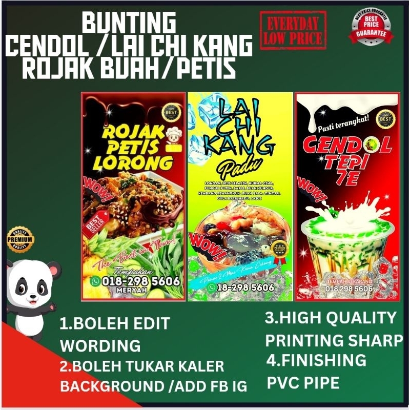 banner bunting cendol ais kacang ABC air kelapa muda Lai chi kang rojak ...
