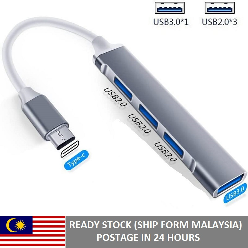 Type-C to USB Hub 4 Port Type to USB Mini Multi-interface Adapter For ...