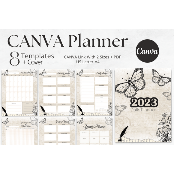 Editable Vintage CANVA Planner Template | Shopee Malaysia