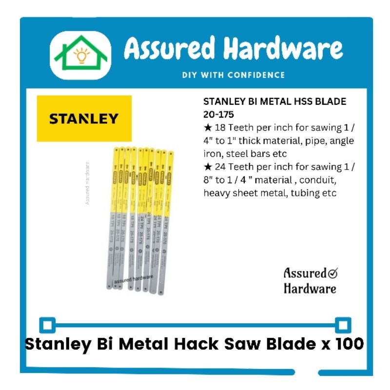 Stanley Bi Metal Hack Saw Blade 20-175 / 20-176 (18T / 24T) X100 pcs ...