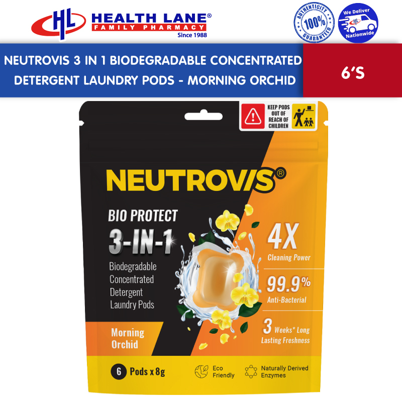 NEUTROVIS 3 IN 1 BIODEGRADABLE CONCENTRATED DETERGENT LAUNDRY PODS 6'S ...