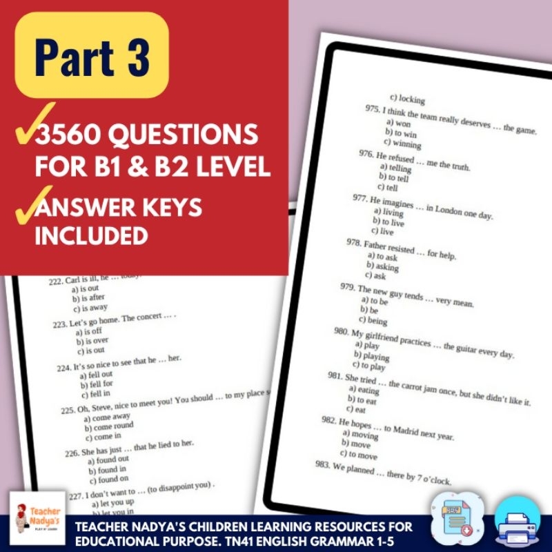 [ Printable / PDF ] English Grammar Exercises With Answers A1, A2, B1 ...