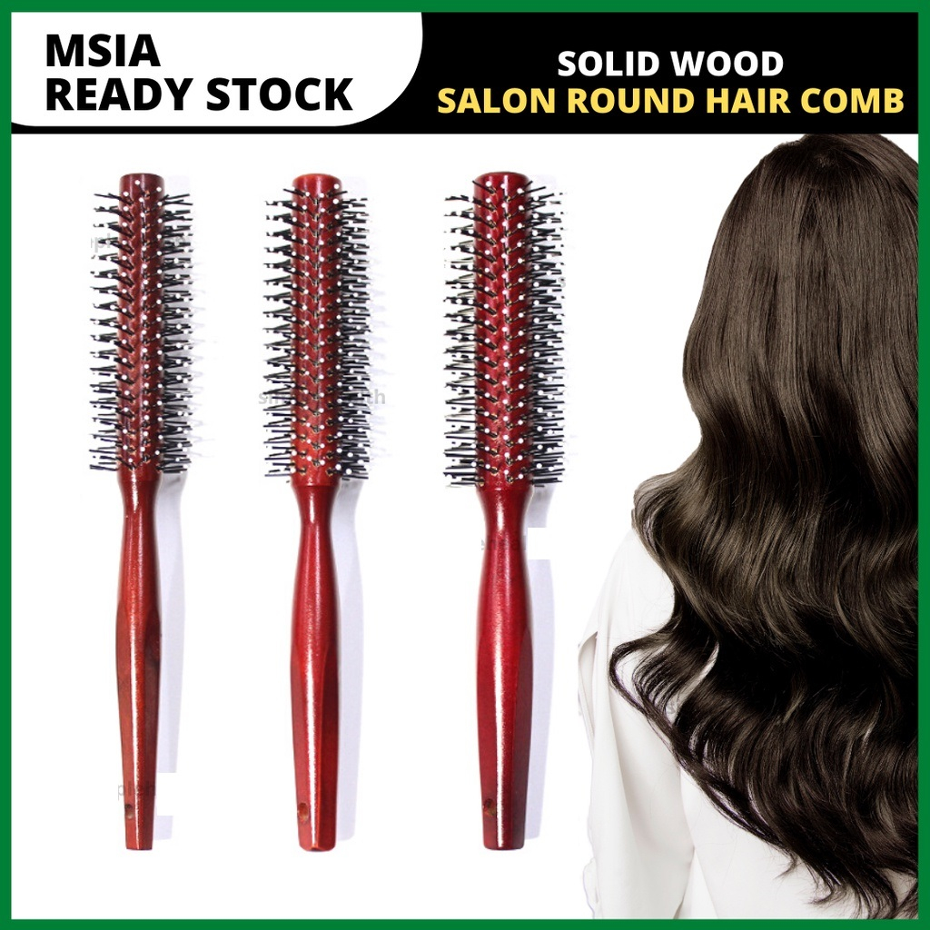 Round Hair Comb,Wooden Rolling Hair Brush, Sandalwood Hair Comb, Anti ...