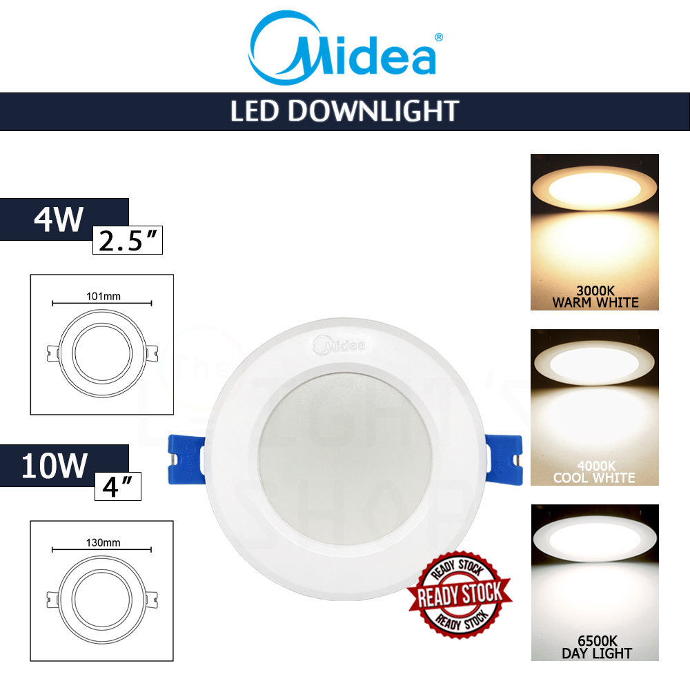 MIDEA LED DOWNLIGHT (2.5")/(4") 4W/10W DAY LIGHT/COOL WHITE/WARM WHITE ...
