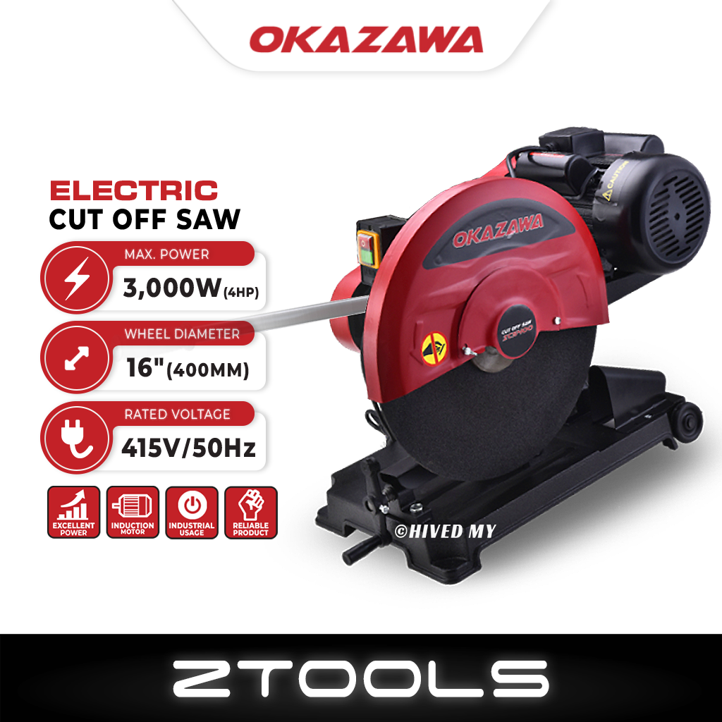 Okazawa 4HP/ 16" Cut Off Machine | 3-Phase Heavy Duty Metal Chop Saw ...