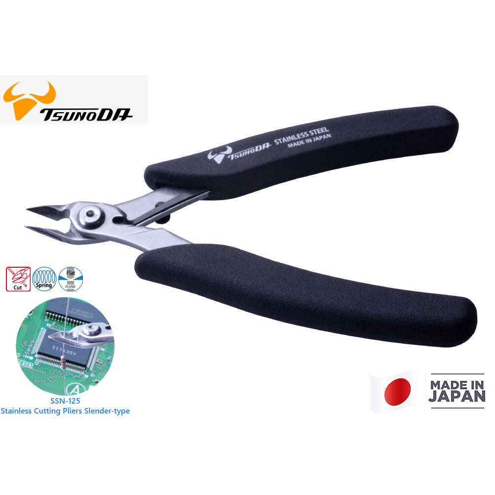 TSUNODA 125mm SSN-125 Stainless Cutting Pliers Slender-type Made In ...