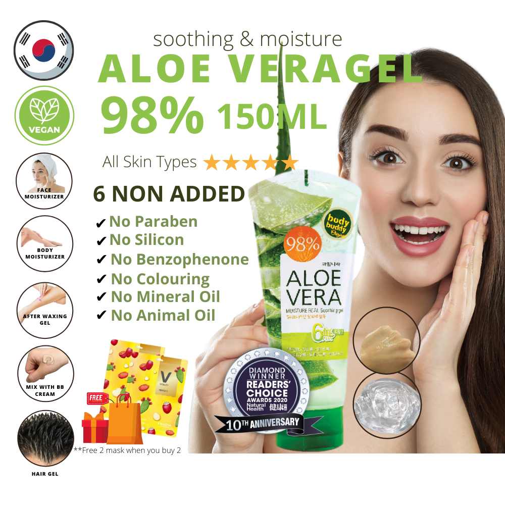 Body Buddy Aloe Vera Gel Original Facial Moisturizer Gel Skincare Mask ...