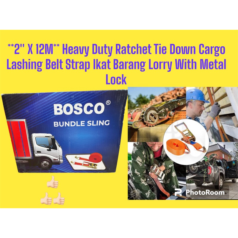 **2'' X 12M** Heavy Duty Ratchet Tie Down Cargo Lashing Belt Strap Ikat ...