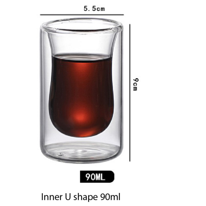 (Ready Stock)Coffee Espresso Tea Double Wall Borosilicate Glass Cup Mug Handle 80ml 150ml 250ml ...