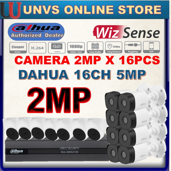 DAHUA CCTV16-CHANNEL dahua Full HD 2.0MP CCTV16CH DVR UP TO 5MP Recorder +Camera Package (P2P ...