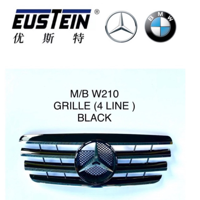 MERCEDES BENZ W210 E200 FACELIFT NEW MODEL 4 LINE BLACK GRILLE WITH ...