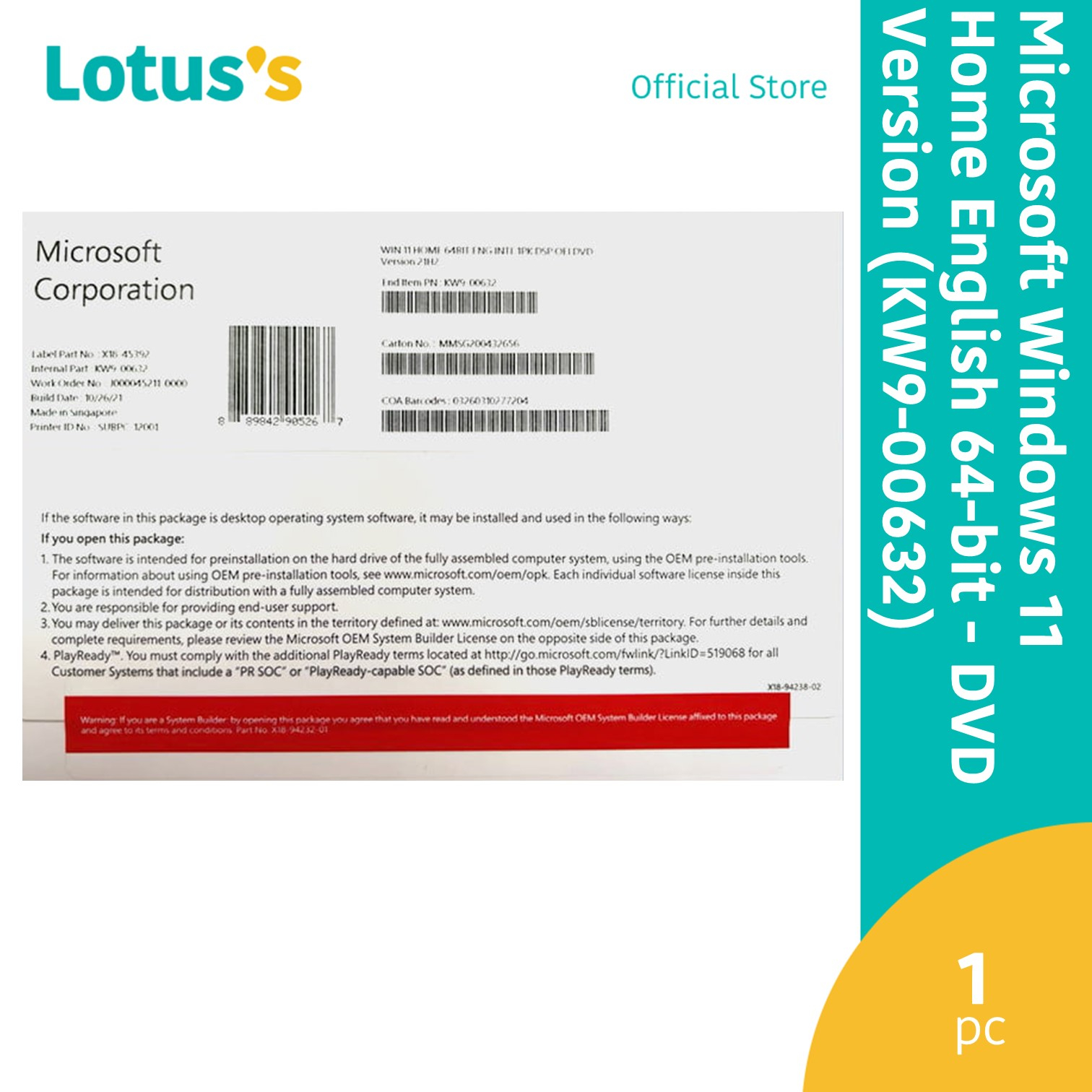 Microsoft Windows 11 Home English 64-bit - DVD Version (KW9-00632 ...