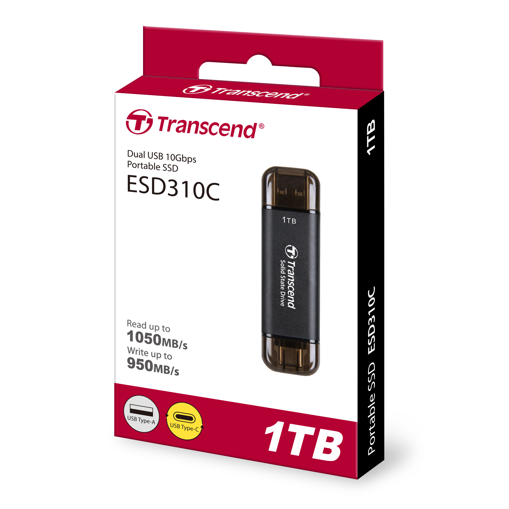 Transcend ESD310 Smallest OTG Type-C Portable SSD, Silver/Black/Pink ...