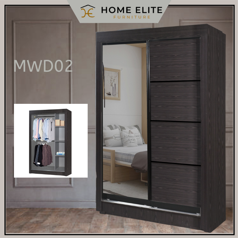 HOME ELITE Sliding Doors Wardrobe Almari Baju / Anti-Jump / 2 Sliding ...