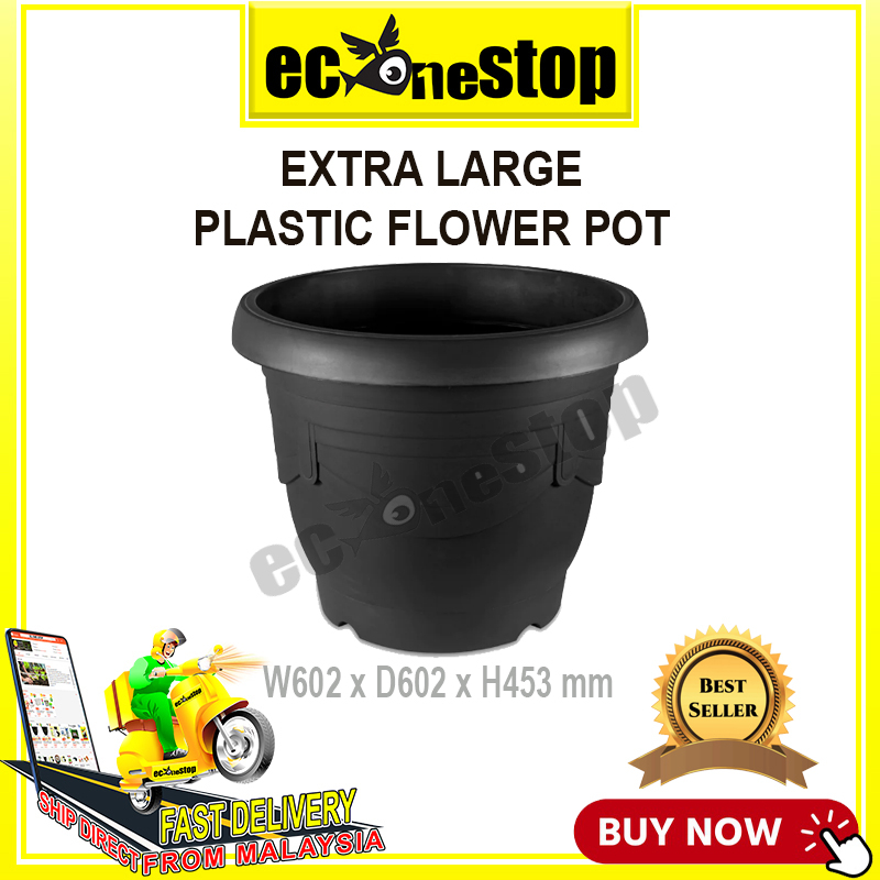 EC EXTRA LARGE Plastic Round Flower Pot (XL) 60x60x45cm Pasu Bunga ...