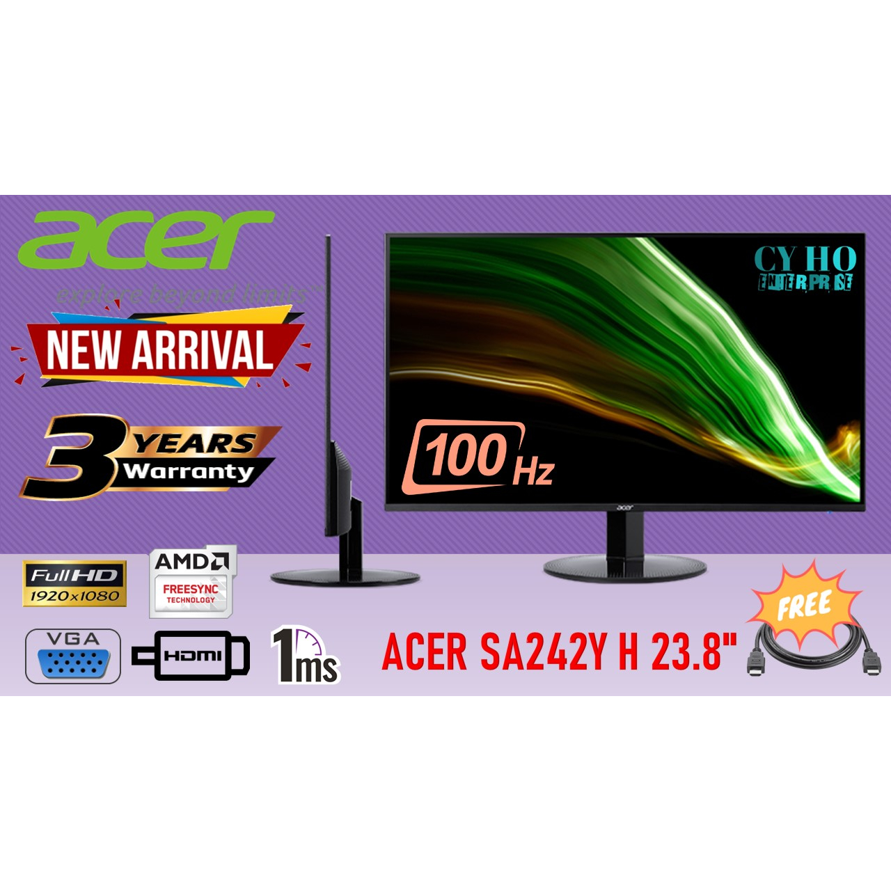 ACER EK241Y E / SA242Y H 23.8: LED-backlit Monitor - FULL HD/100hz/1ms ...
