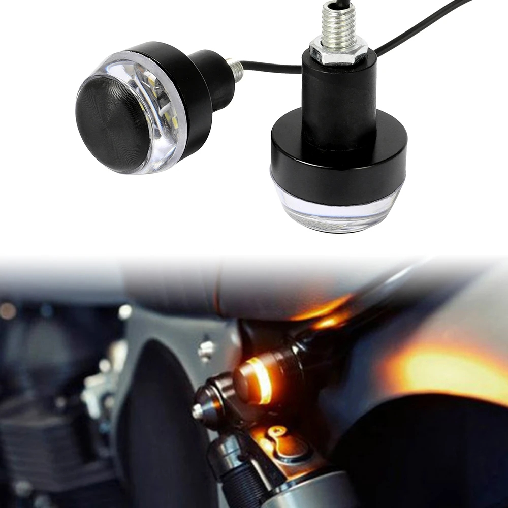 2pcs Motorcycle Turn Signal LED Light Indicator Blinker Handle Bar End ...
