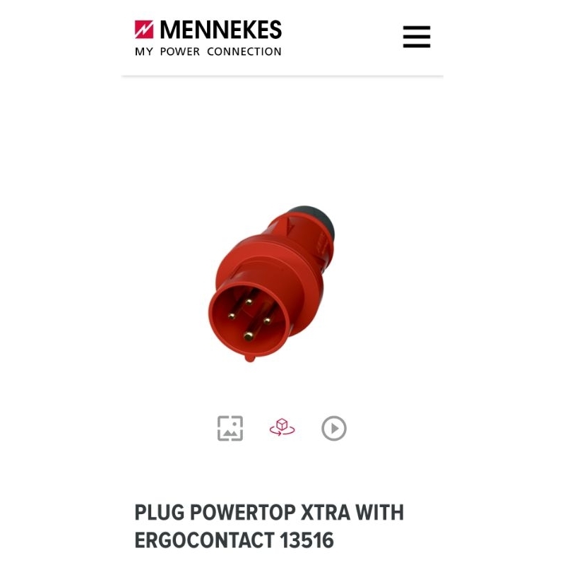 Mennekes 13516, 32a4p 6h 400V IP54 Plug PowerTOP Xtra with Ergocontact ...