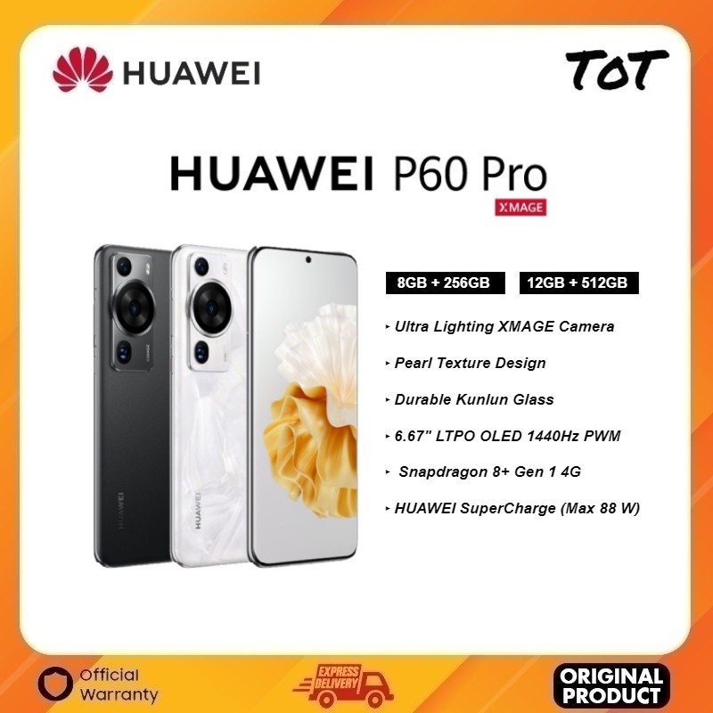 HUAWEI P60 Pro (8+256GB/12+512GB) l Ultra Lighting XMAGE Camera | Pearl Texture Design | Durable ...