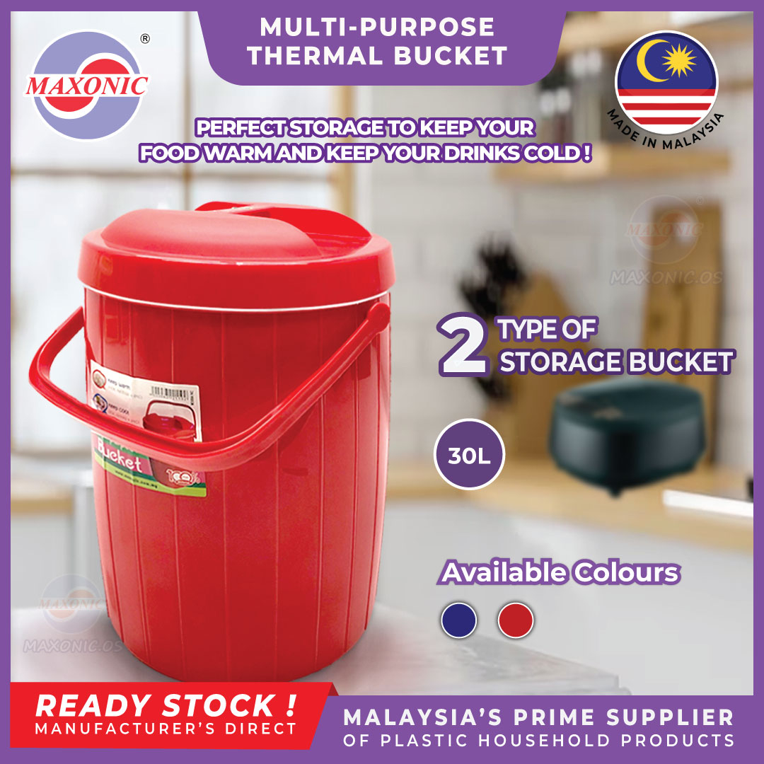 MAXONIC 30L RICE / ICE BUCKET | THERMAL FOOD BUCKET | BEKAS NASI DAN ...