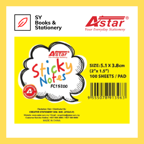 ASTAR Color Sticky Notes / Sticky Note Memo Pad Lable / Sticker ...