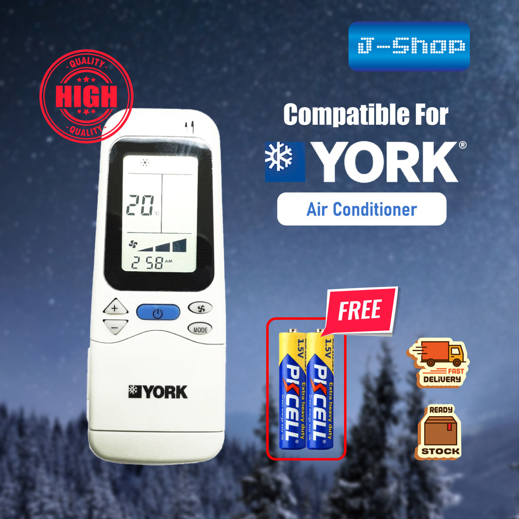 York Air Cond Remote Control Replacement Controller (FREE BATTERY) QC ...