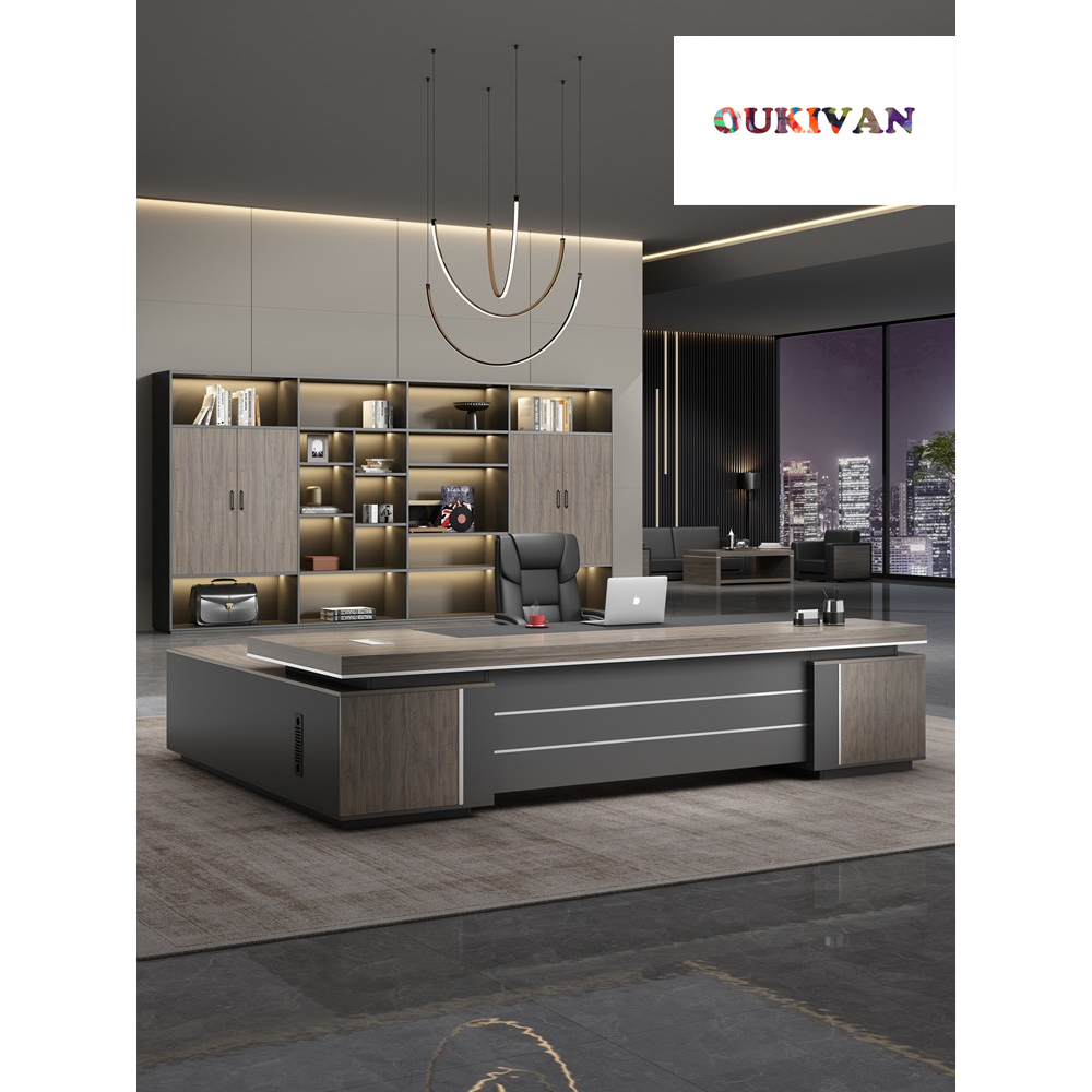 Boss Office Desk Meja Pejabat Luxury Office Table With Side Cabinet ...