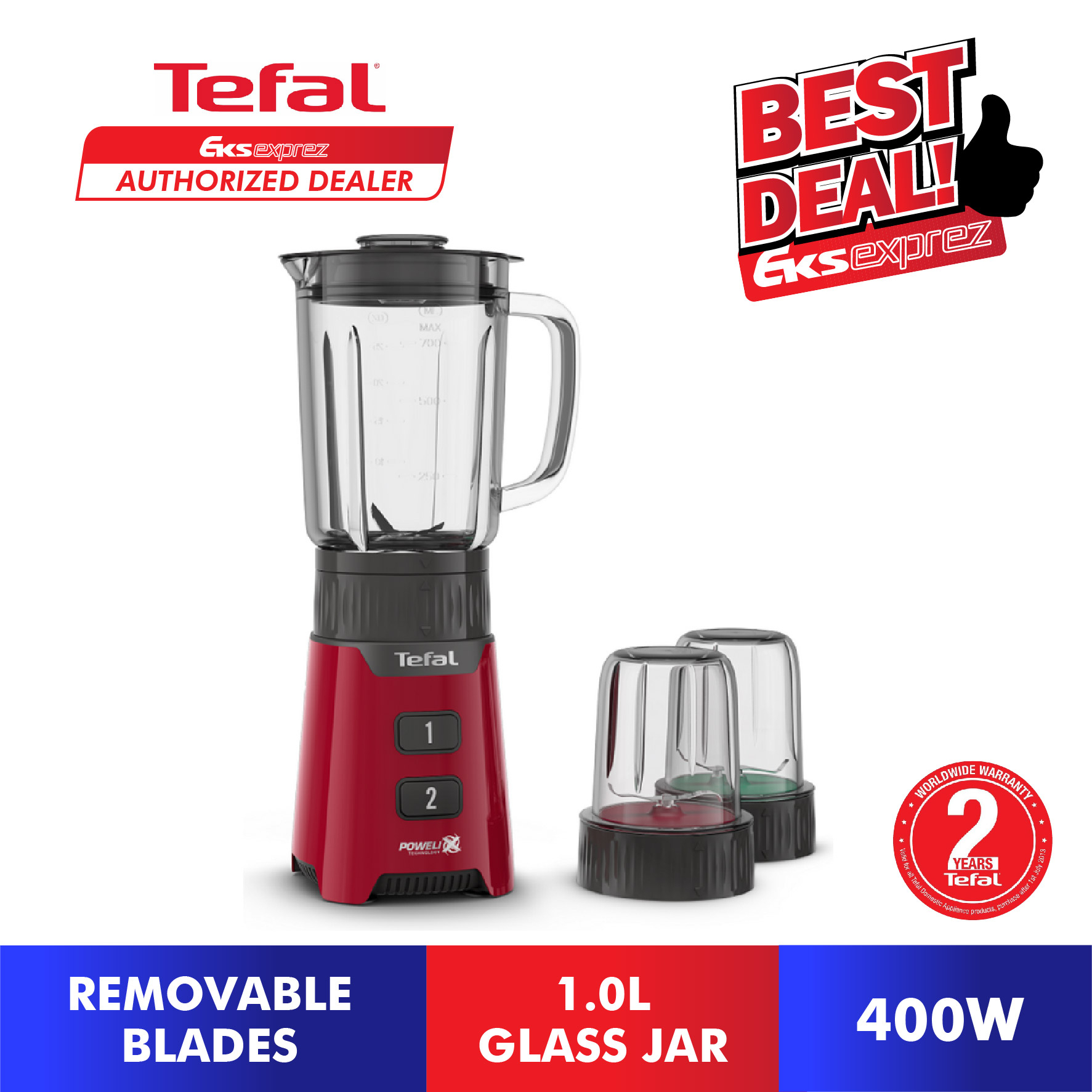 Tefal Minimix Glass Blender (1L/400W) BL168/BL168565 | Shopee Malaysia