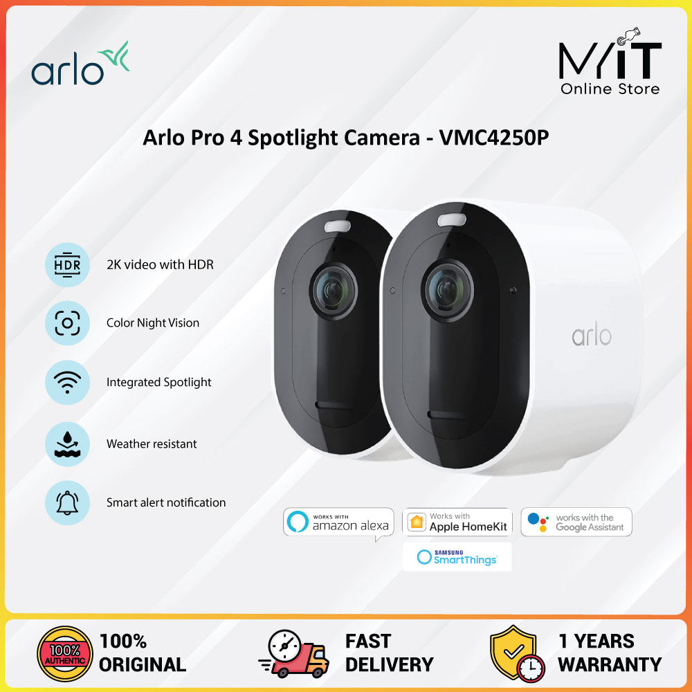 Arlo Pro 4 Spotlight Camera Wireless Security, 2K Video & HDR, Color ...