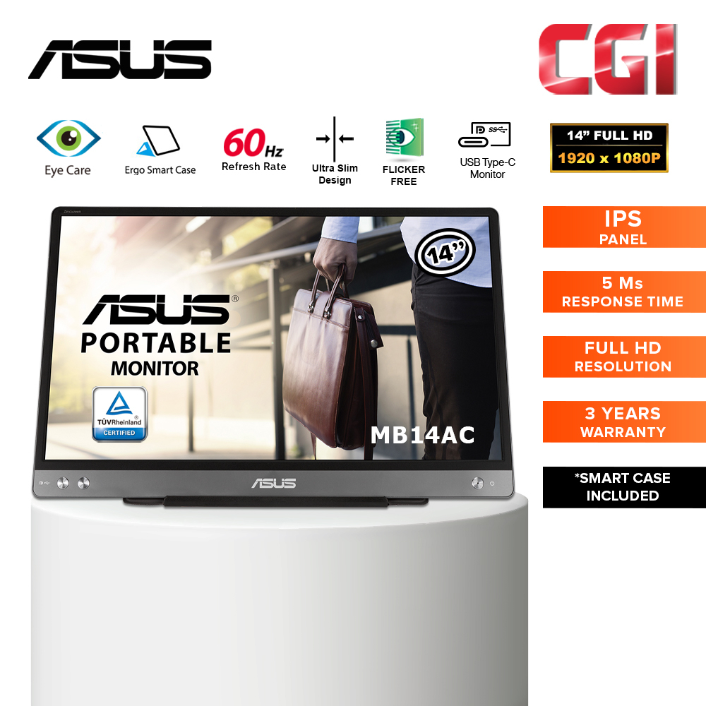 Asus ZenScreen MB14AC IPS FHD Ultraslim LightWeight Portable USB-C ...
