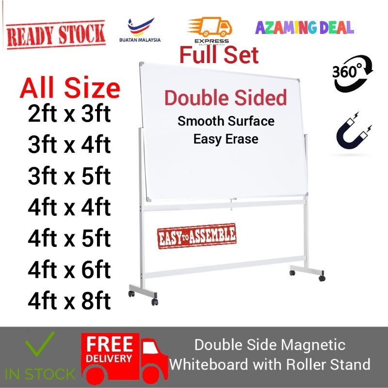 Heavy Duty Magnetic Whiteboard Double Sided With Stand /Berkaki 2x3 3x4 ...