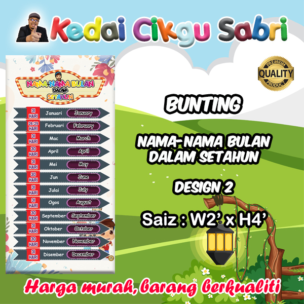 BUNTING NAMA-NAMA BULAN DALAM SETAHUN (BM & ENGLISH) | Shopee Malaysia