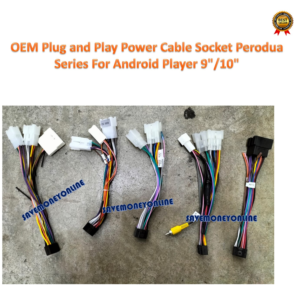 OEM Plug and Play Power Cable Socket Perodua Series For Android Player ...