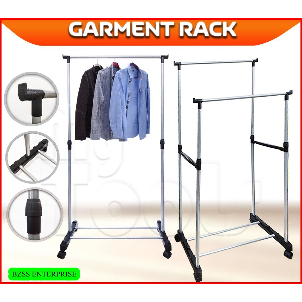 Tunggal atau Berganda Boleh Laras Penyangkut Pakaian Keluli Tahan Karat ...