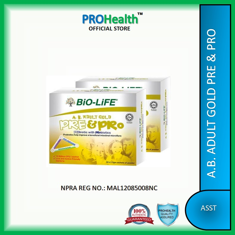 Bio-Life AB Adult Gold PRE & PRO Prebiotic with Probiotics Biolife ...